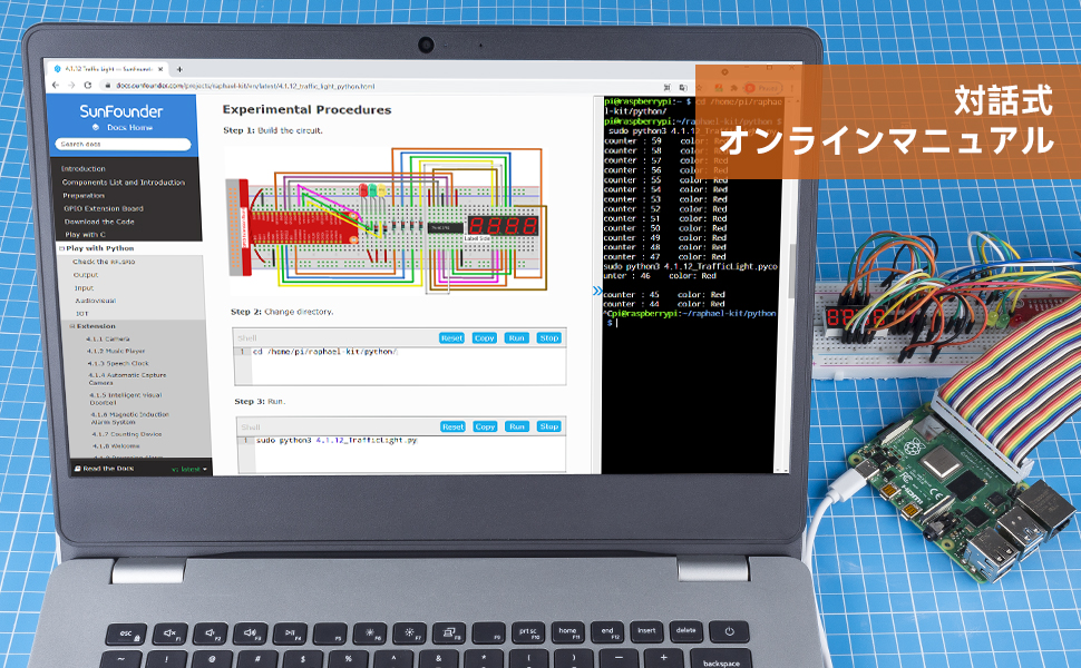 Amazon.co.jp: SunFounder Raspberry pi 用のスターター電子工作キット, ラズパイプログラミング ...