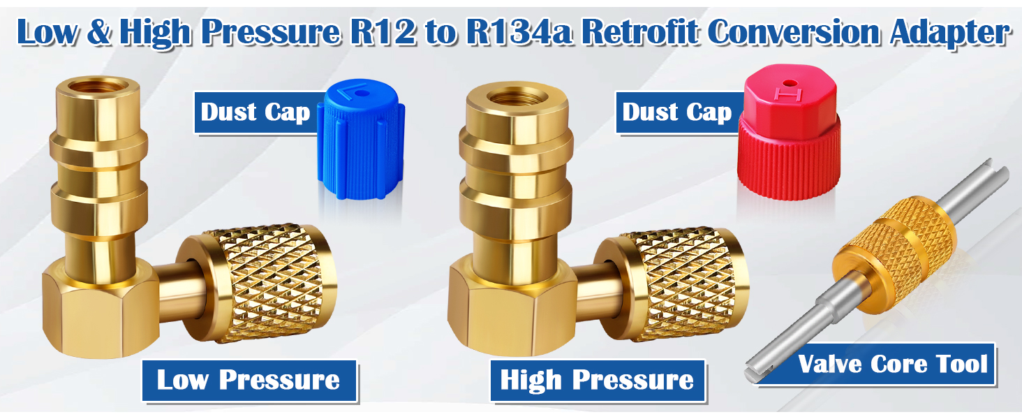 Amazon.com: FANOVO 90° R12 to R134a Adapter, High & Low Pressure R12 to R134a Conversion kit ...