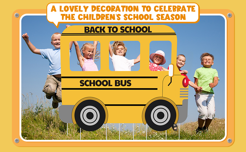 Amazon.com: Geetery School Bus Photo Prop Selfie Frame Back to ...