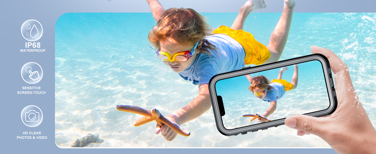 Amazon.com: Red2Fire for iPhone 13 Pro Case Waterproof, [Built-in Screen Protector & Camera ...