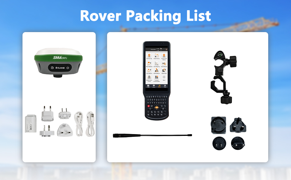 SMA26 RTK ROVER Survey equipment with rover RTK GPS receiver IMU Tilt Land Surveying 2.5cm ...