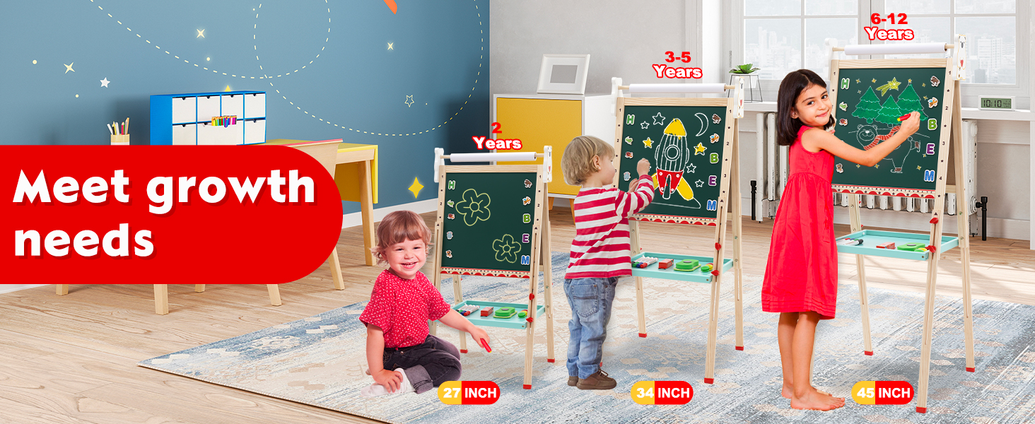 Kinder Spiel Tafel aus Holz|Doppelseitige Kindertafel,Schreibtafel kinder,Kreidetafel und ...