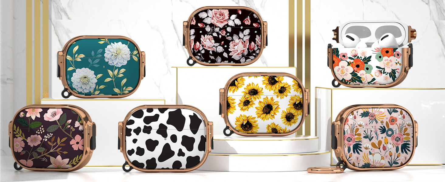 Amazon.com: Maxjoy for AirPods Pro 2nd/1st Generation Case with Lock, Flower AirPods Pro 2 Case ...