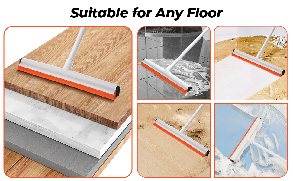 Amazon.com: RXIDY Floor Squeegee with Long Handle Squeegee Broom Heavy Duty Household Squeegees ...