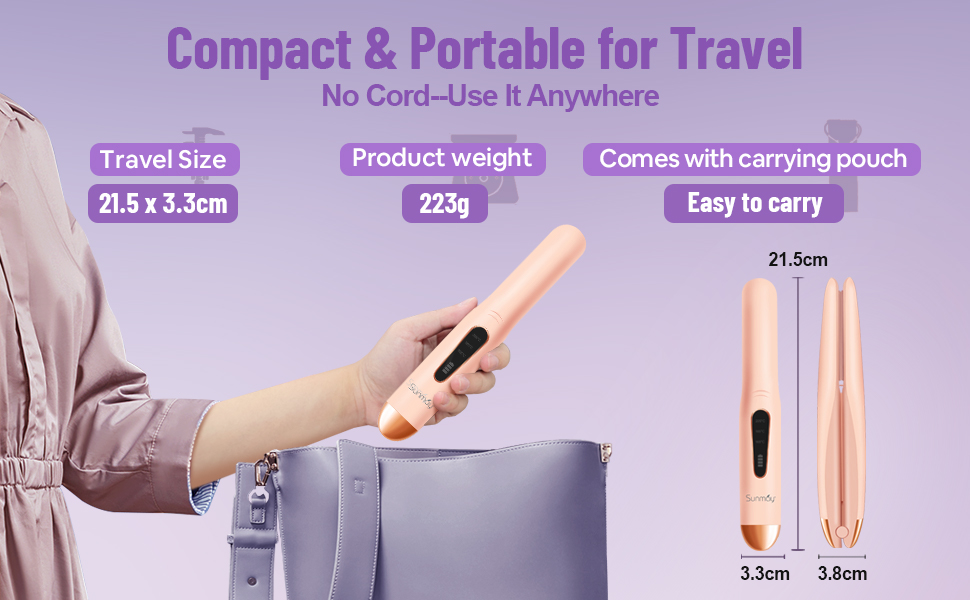 SUNMAY Voga 2 in 1 Cordless Hair Straighteners and Curler, Travel Wireless Portable USB ...