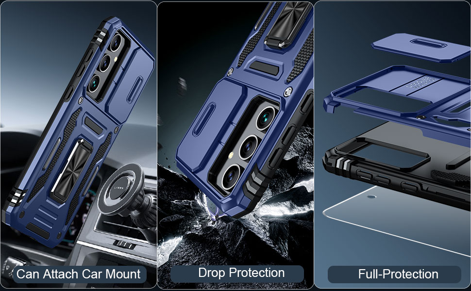 GOLDJU for or Samsung Galaxy A35 5G Case, [Rotatable Ring Kickstand] Samsung A35 Case with [2 ...