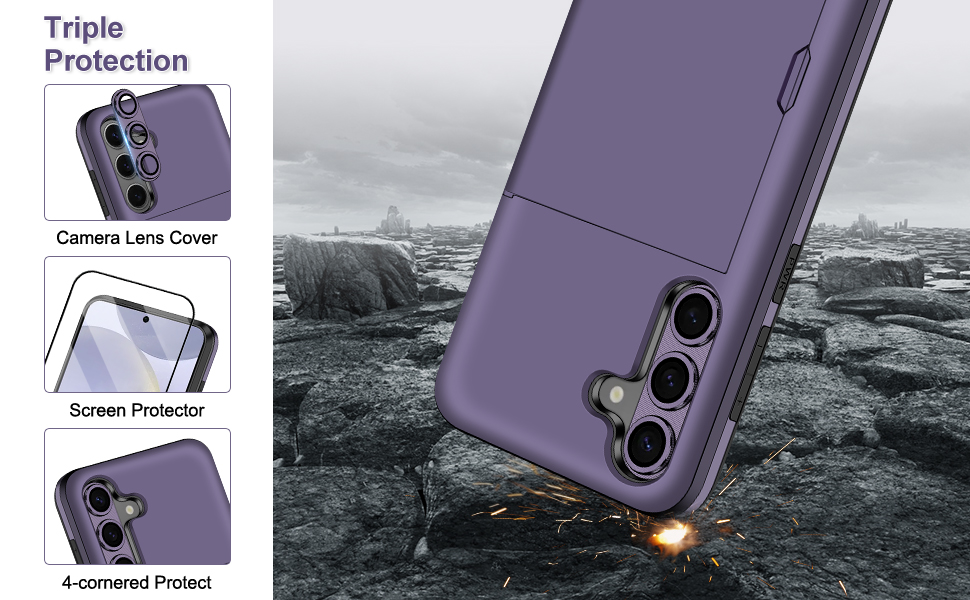 Amazon.com: SAMONPOW for Samsung Galaxy S24 Plus Case with Screen Protector + Camera Cover [4-in ...