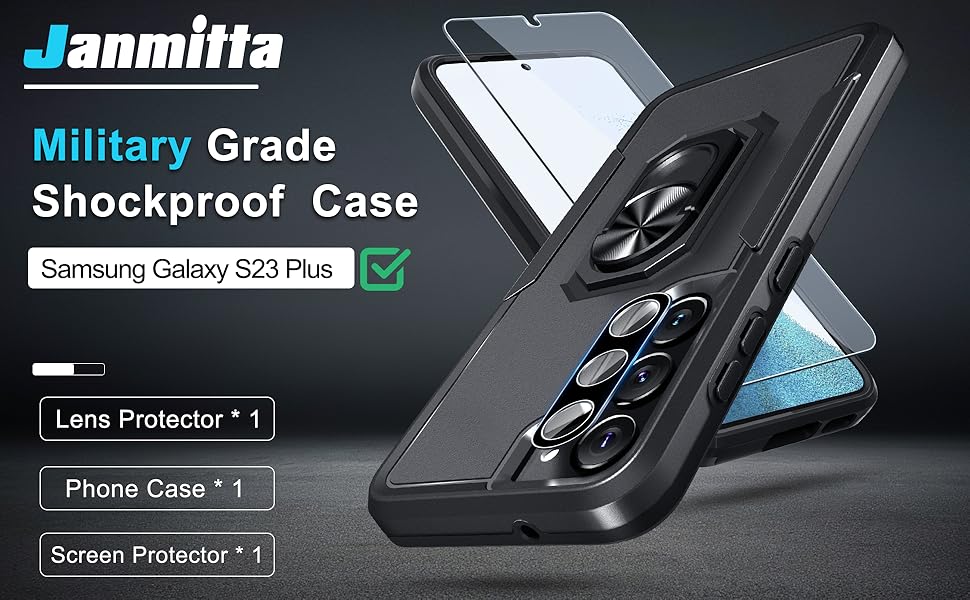 Amazon.com: Janmitta Samsung Galaxy S23+ Plus Case with Screen Protector+Camera Lens Protector ...