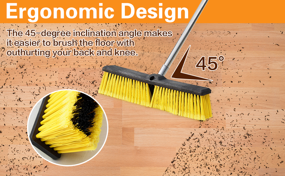Amazon.com: LUCHIA 18” Heavy Duty Push Broom Outdoor with Stiff ...
