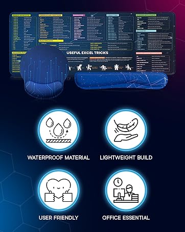 Amazon.com: 3 Piece Excel Cheat Shortcuts Mouse Sheet Desk Keyboard Pad ...