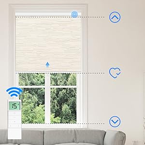 Tokblind Motorized Roller Shades with Remote Control, Blackout Electric Blinds for Windows Work ...