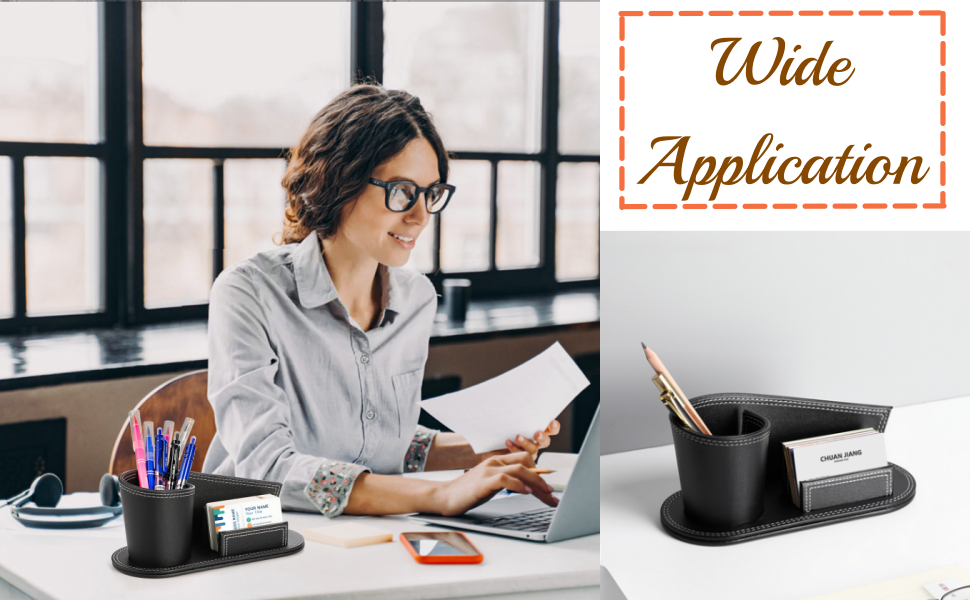 Amazon.com: Noamus Pu Leather Pen Holder, Creative Stylish Office ...