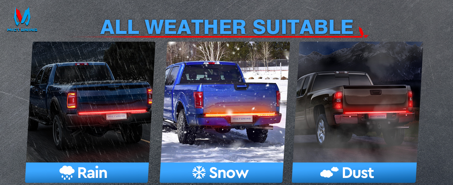 Amazon.com: MICTUNING 48 Inches Triple 360 LEDs Tailgate Strip Light Waterproof with 4-Way Flat ...