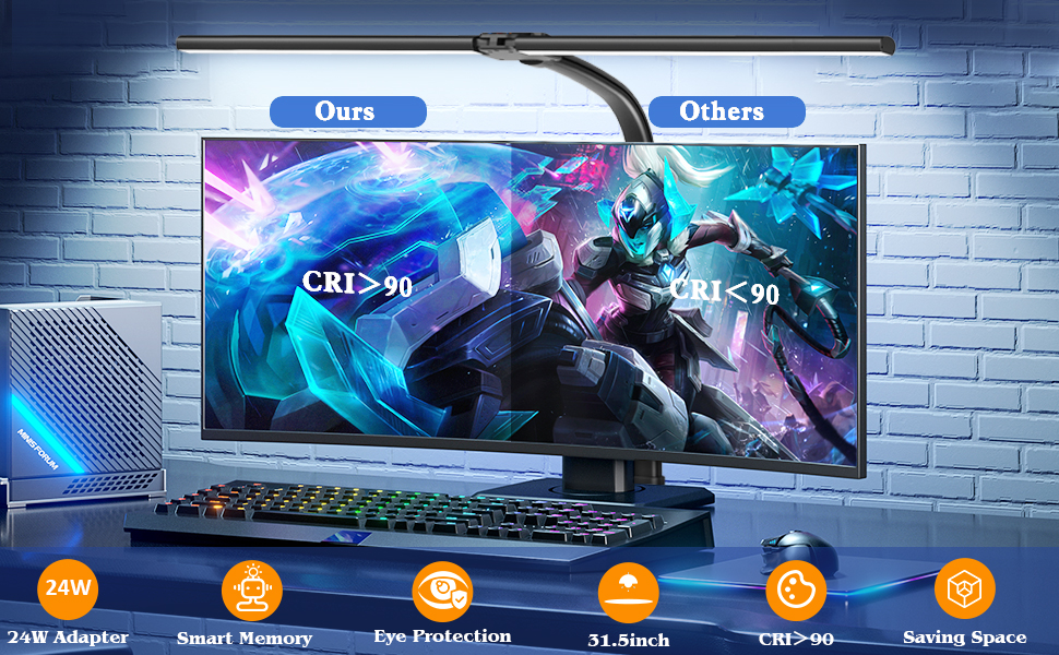 Amazon.com: CJJFACA Desk Lamp for Home Office, 24W LED Desk Lamp with Clamp - 25 Lighting Modes ...