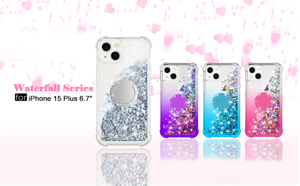 Amazon.com: WORLDMOM for iPhone 15 Plus Case,Bling Moving Liquid Floating Sparkle Colorful ...