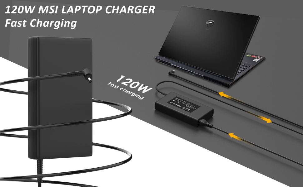 Amazon.com: GKLSPL 120W Laptop Charger Compatible with MSI GF63 GV15 GV15-Thin-11SC GF63 Thin 10 ...