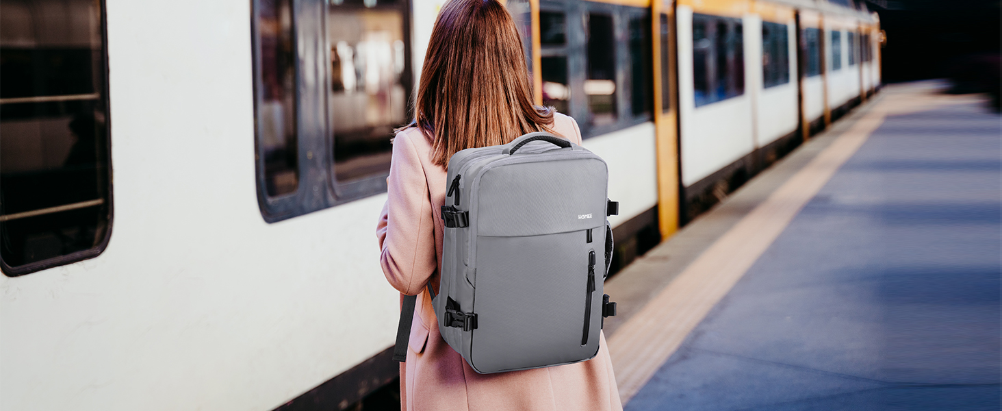 HOMIEE 40L Expandable Travel Laptop Backpack, Flight Approved Carry-On Luggage Backpack, 15.6 ...