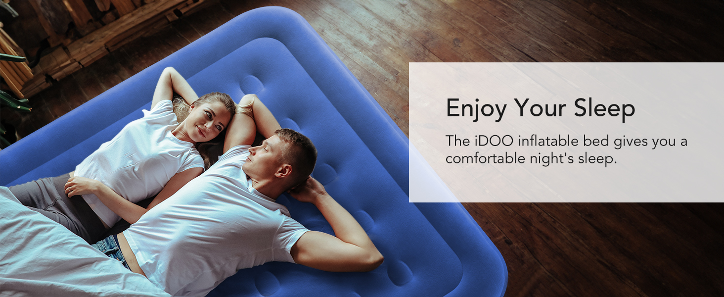 iDOO Twin Air Mattress with Built in Pump, Luxury Double High Inflatable Mattress for Camping ...
