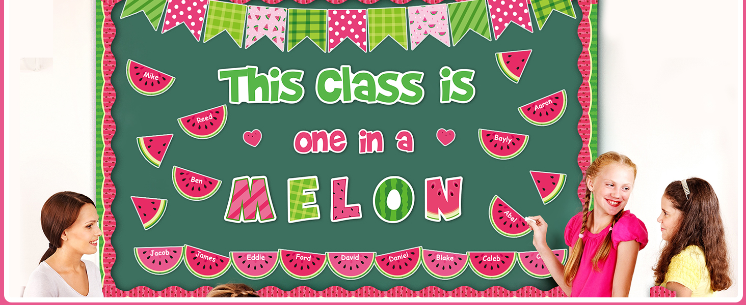 Amazon.com: ZOiiWA Watermelon Bulletin Board Decorations One in a Melon ...