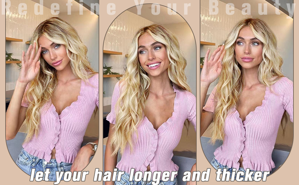 Amazon.com : NAYOO Clip in Hair Extensions for Women 20 Inch Long Wavy curly Blonde Mix Bleach ...