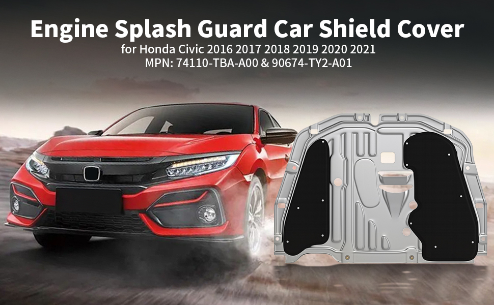 Amazon.com: LEOSINYIN Engine Splash Guard Car Shield Cover Board for Honda Civic 2016 2017 2018 ...