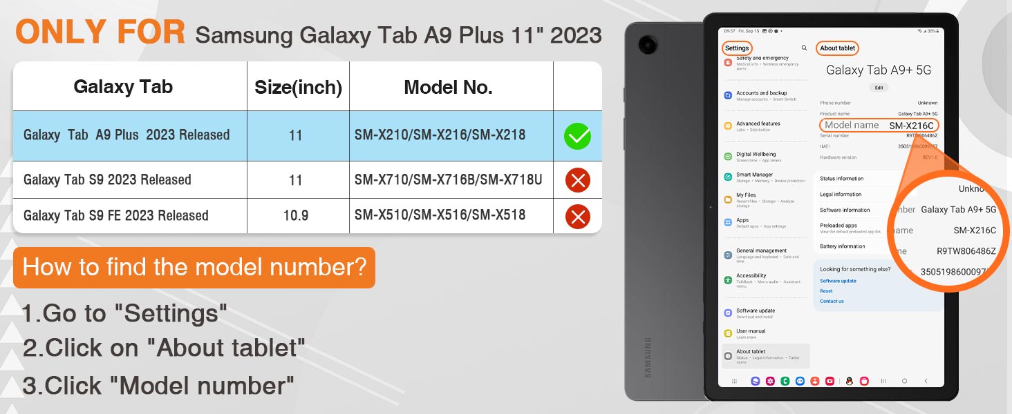 Amazon.com: MoKo Case Fit Galaxy Tab A9 Plus 11-Inch 2023 (SM-X210/X216 ...