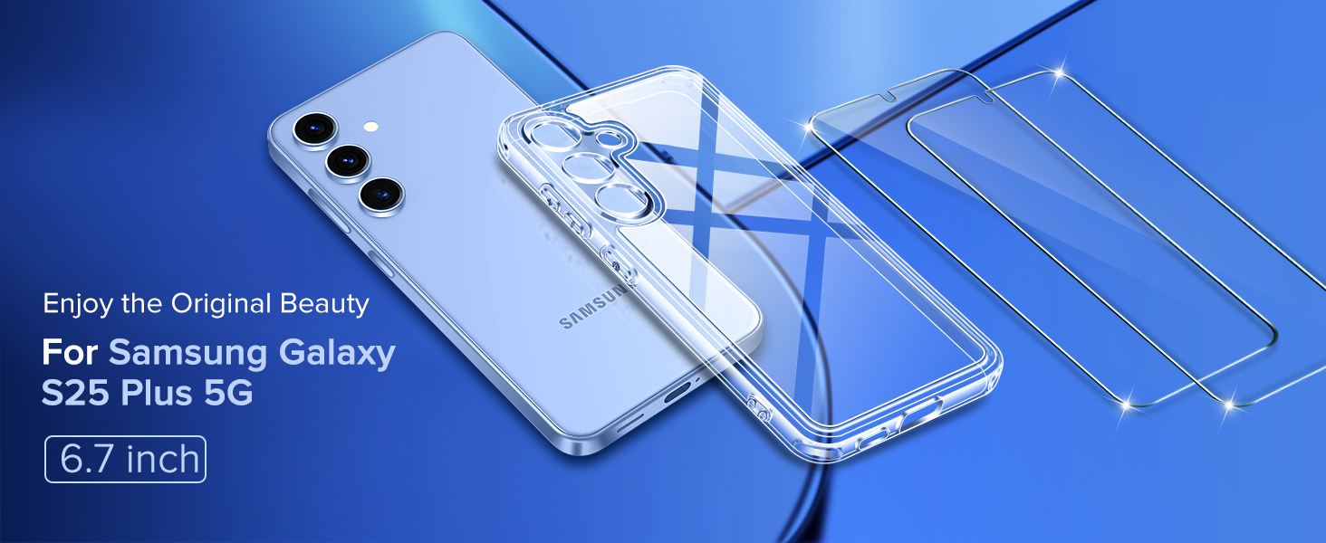 Amazon.com: ivoler 3-in-1 Case for Samsung Galaxy S25 Plus/ S25+ 5G 6.7” with 2 Pack Tempered ...