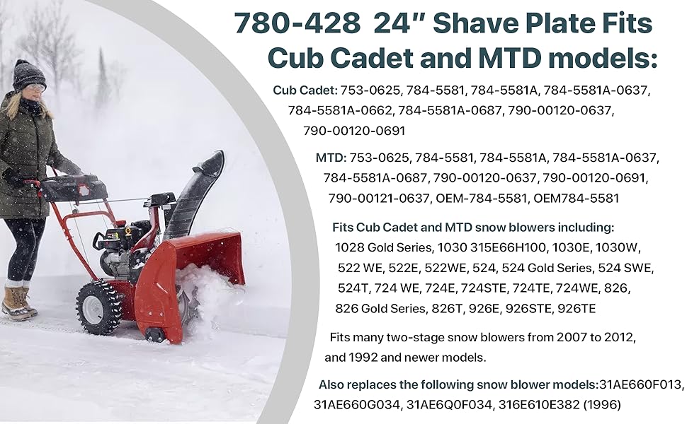 Amazon.com: SurpLee 790-00120-0637 24" Scraper Bar/Shave Plate Replacement for MTD 2-Stage ...