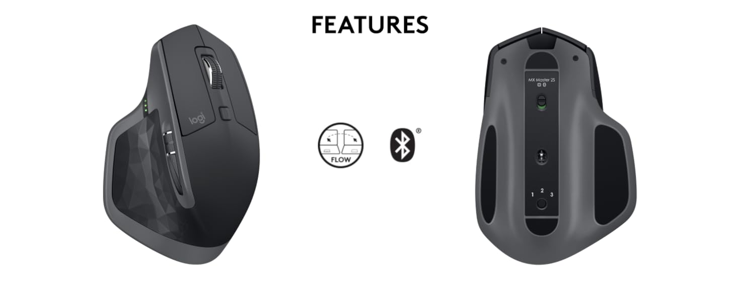 Logitech MX Master 2S Bluetooth Edition Wireless Mouse – Use on Any Surface, Hyper-Fast ...