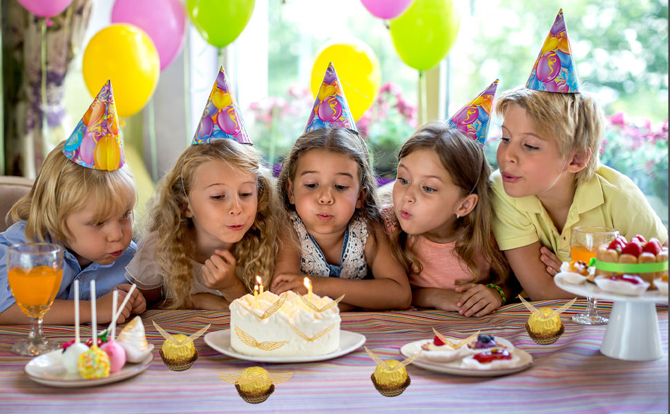 Amazon.com: CCINEE 50 Pcs Gold Glitter Wings Wizard Chocolate Decoration Cupcake Toppers ...