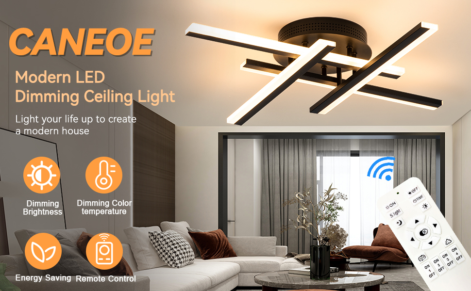CANEOE Modern Led Ceiling Light, 4-Lights Dimmable Led Ceiling Light ...