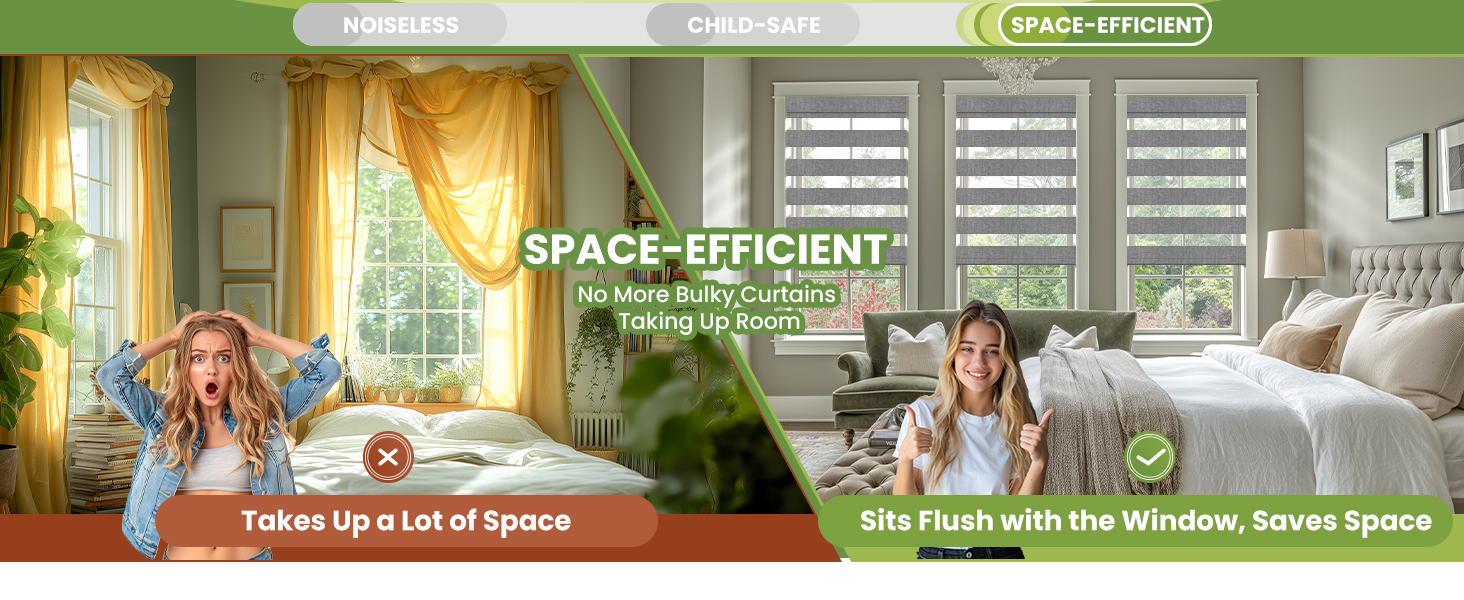 Amazon.com: MoDanCeQ Cordless Zebra Blinds for Windows - Customizable Light Filtering & Blackout ...