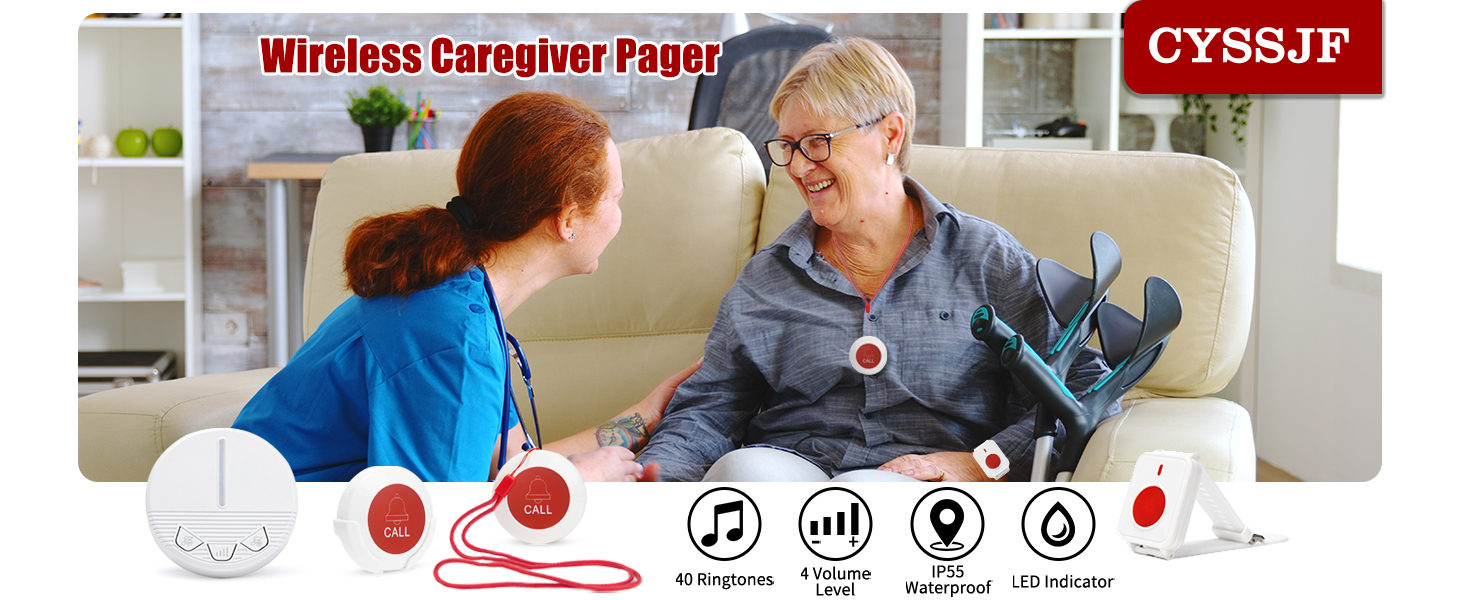 CYSSJF Elderly/Patient Care Alarm Watch, Emergency Call Button, Wrist Call Bell for Elderly, 1 ...