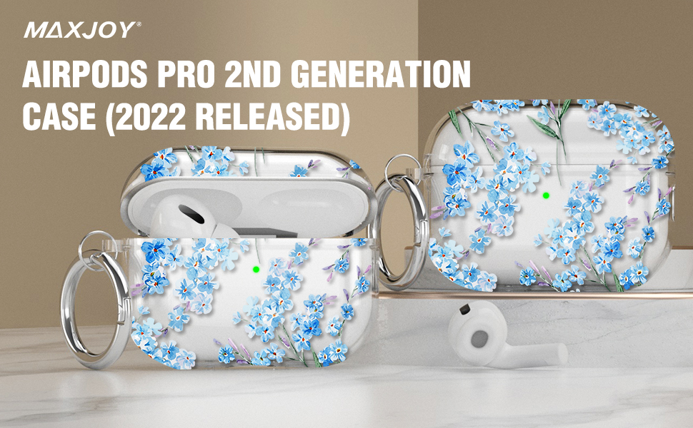Amazon.com: Maxjoy for Airpods Pro 2nd Generation Case Cover, Clear Flower AirPod Pro 2 Case for ...