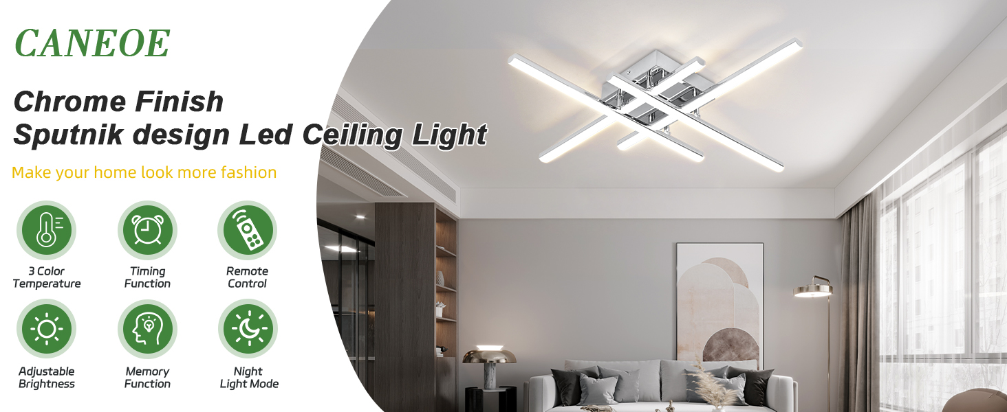 CANEOE Modern LED Ceiling Light Fixture 38W Dimmable Flush Mount ...