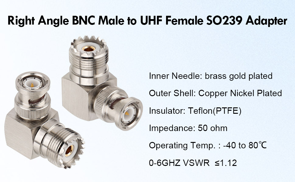 Amazon.com: XRDS -RF UHF Female to BNC Male Adapter - 90 Degree BNC Male to SO-239 Female ...