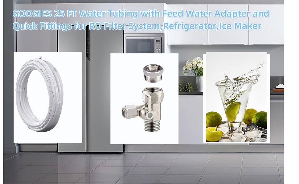 Amazon.com: Refrigerator Water Line Kit Connection and 1/4 Compression Ice Maker Installation ...