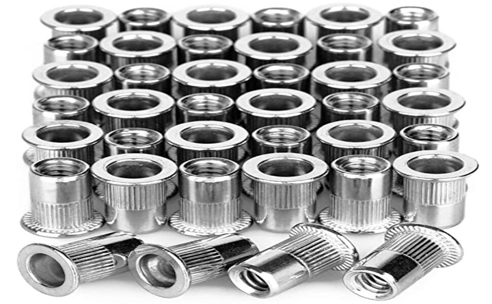 Zinc Plated M5 Flat Head Metric Threaded Rivetnut Insert Nut insert Rivet Nut Kit (Pack of 100 ...