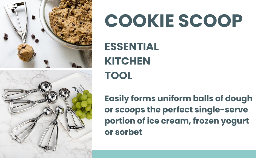 Amazon.com: Ice Cream Scoop, Cookie Scoop, 18/8 Stainless Steel, Cookie Scoops for Baking, 5 ...