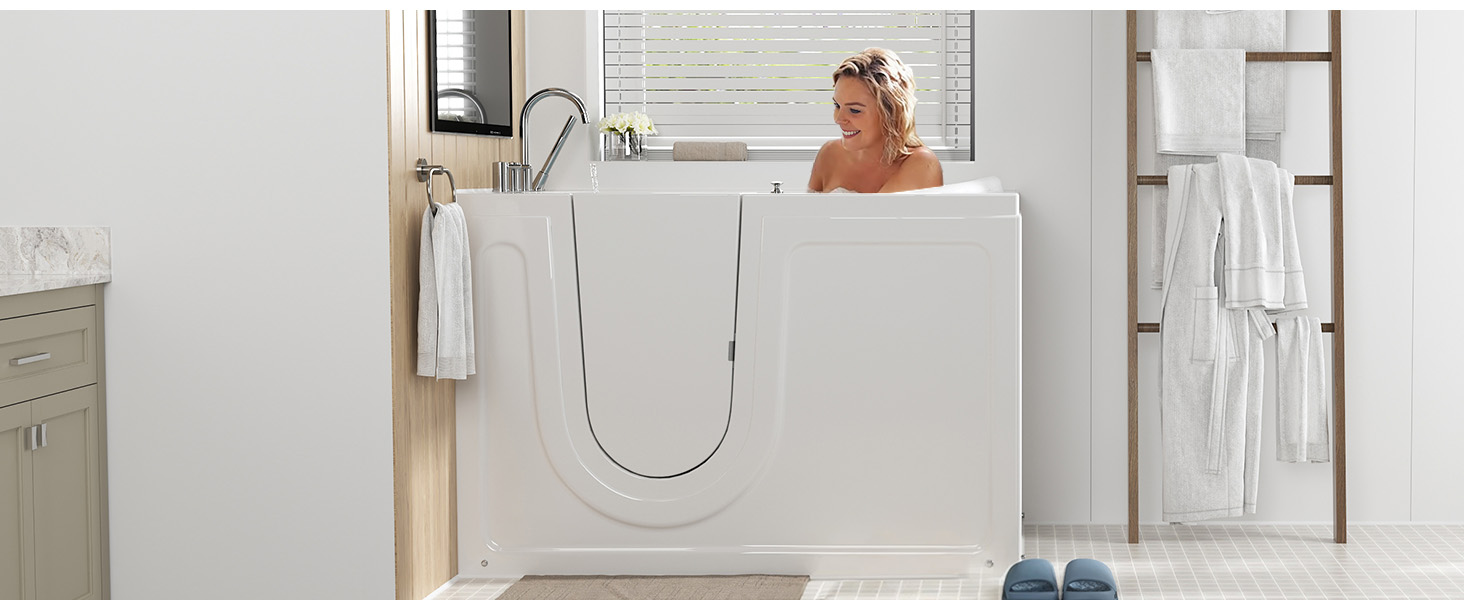 CO-Z Walk In Tub, Walk In Tubs for Seniors, 52" x 30" Walk In Tub Shower Combo with Left Side ...