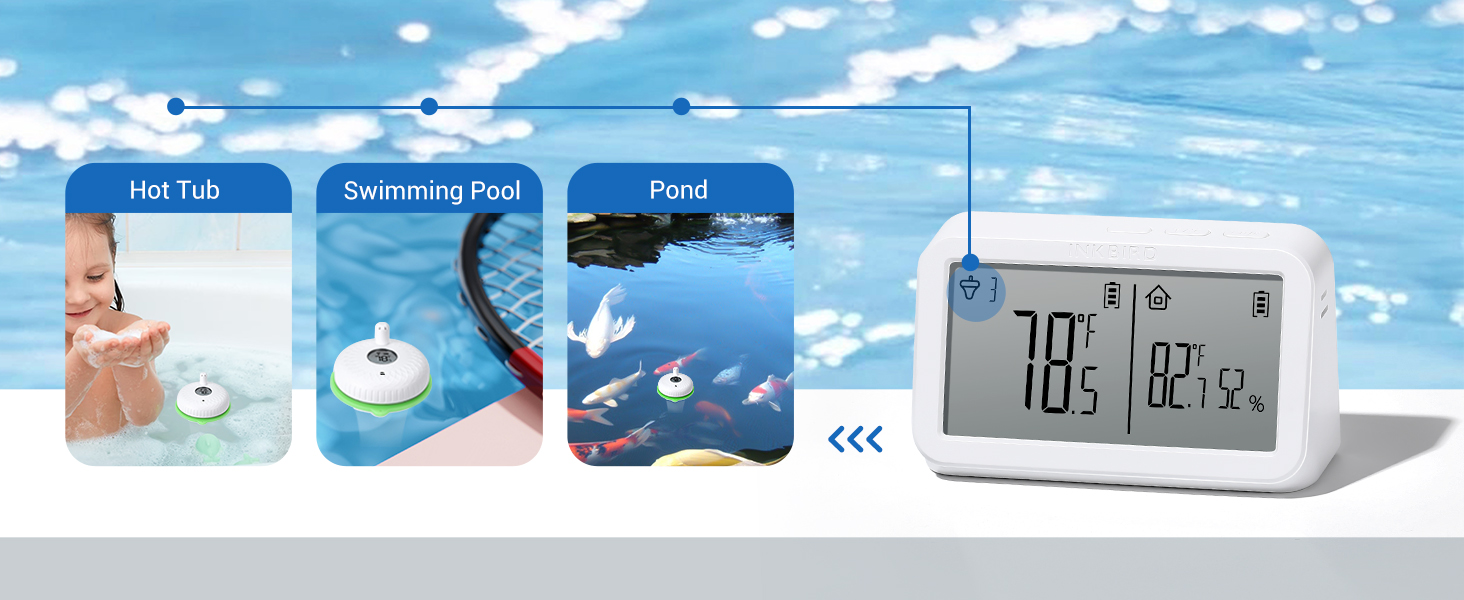 INKBIRD Wireless Floating Wireless Pool Thermometer and Receiver Set ...
