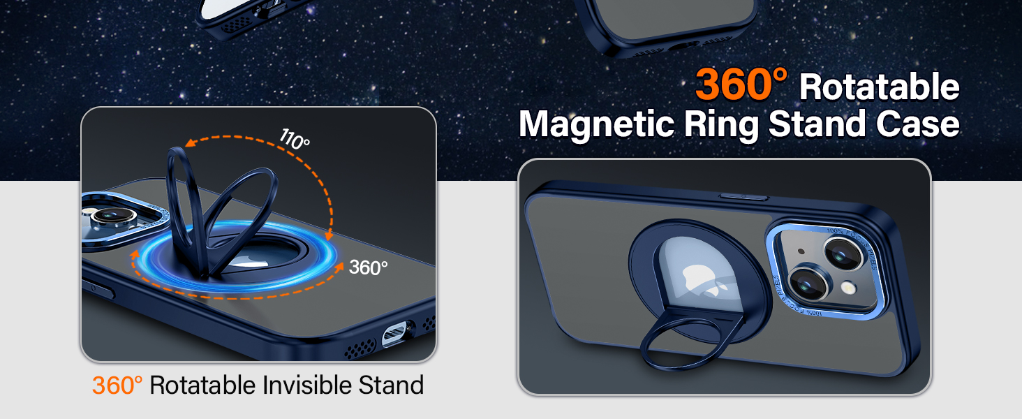Amazon.com: KMERUOTR Strong Magnetic for iPhone 15 Phone Case, 360° Rotatable Invisible Stand ...