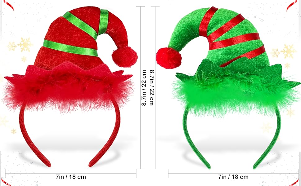 Amazon.com: Bnikion 4 Pack Christmas Elf Headbands Elf Hat Headband for ...