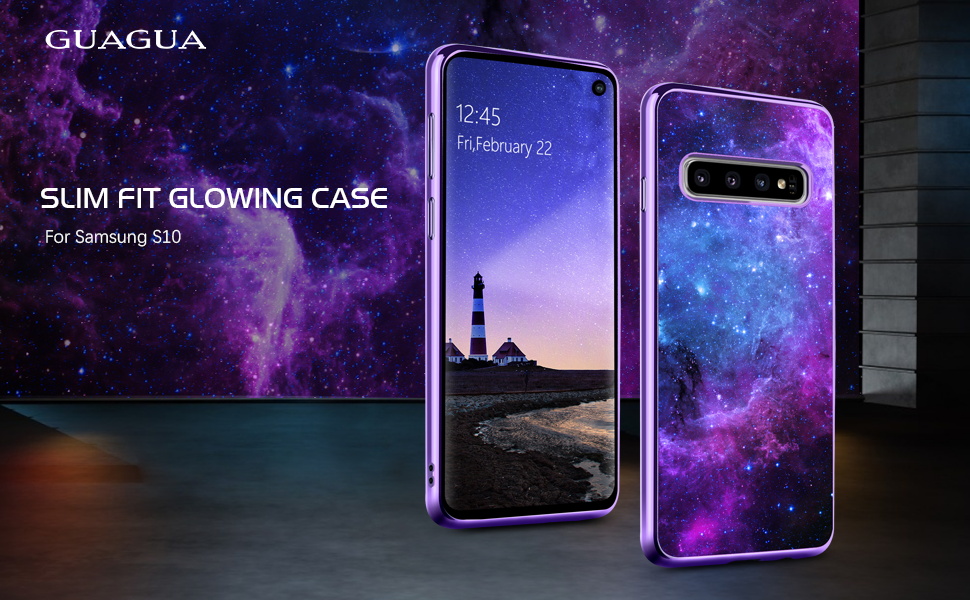 GUAGUA for Galaxy S10 Case Samsung S10 Case Glow in The Dark Noctilucent Luminous Cover Space ...