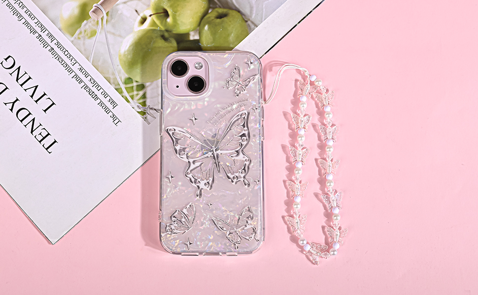 Amazon.com: Ownest Compatible with iPhone 15 Case with Clear Colourful Laser Base and Metallic ...