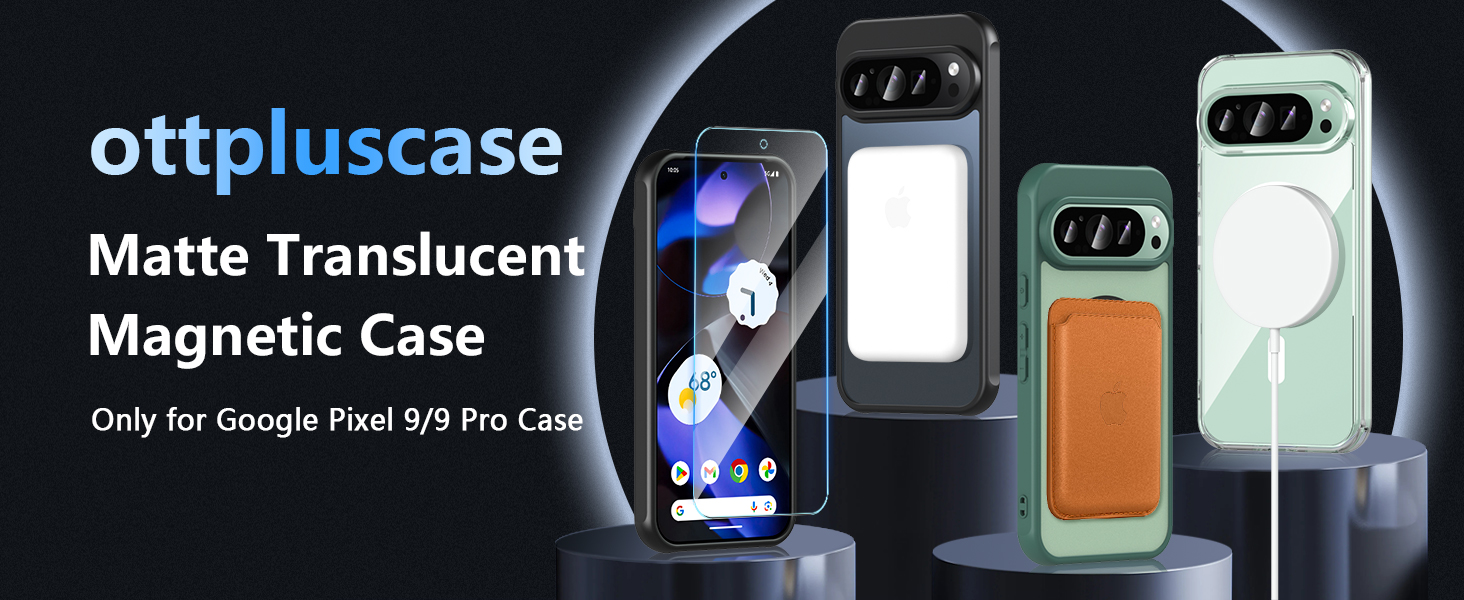 ottpluscase for Google Pixel 9/9 Pro Case with Screen Protector, Magnetic Hard PC Back with Soft ...