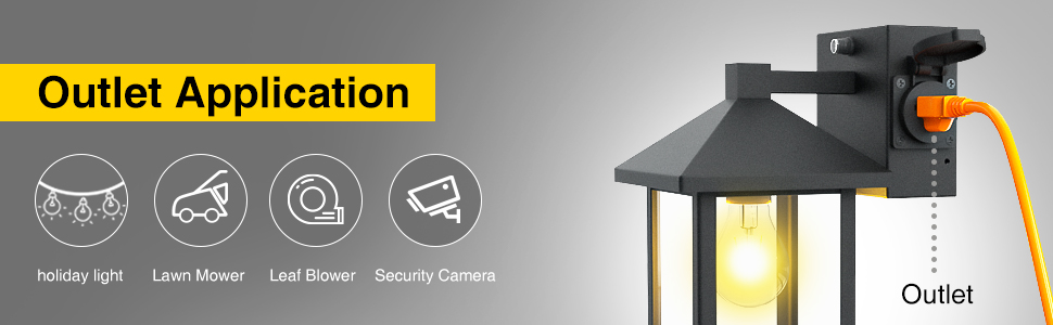 Woolmug 2 Pack Dusk to Dawn Porch Lights with Outlet,Waterproof Outdoor Light with Plug Outlets ...