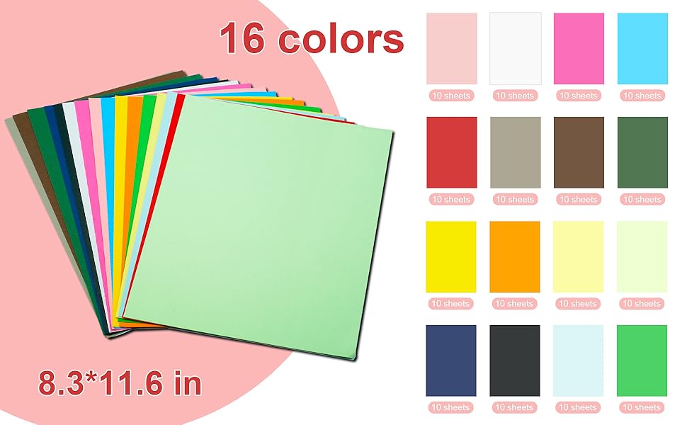 Amazon.com : 160 Sheets Color Cardstock, 250gsm A4 Cardstock Paper - 16 ...