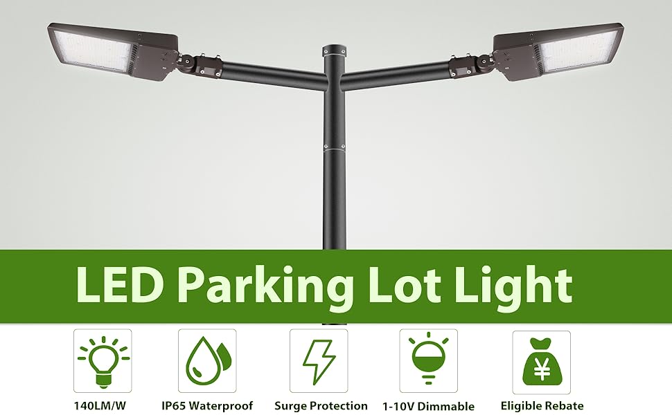 300W LED Parking Lot Lights, 1000W MH Equiv. 42000LM LED Shoebox Pole Light 5700K Daylight ...