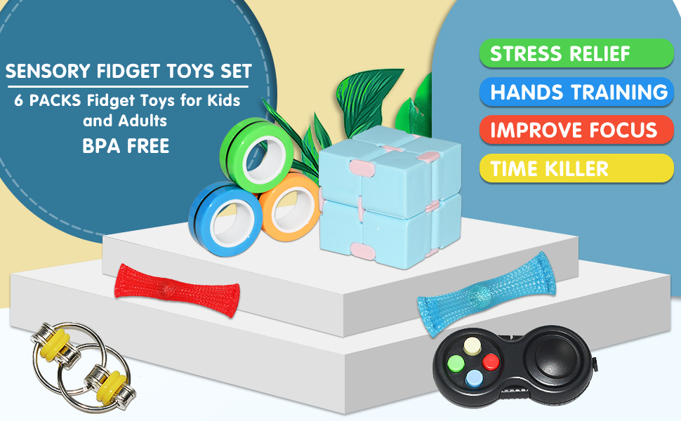 Amazon.com: QINGLER Sensory Fidget Toys Set 6 Pack Stocking Stuffers Gifts for Kids and Adults ...